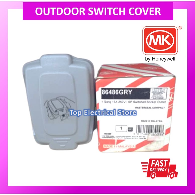 MK 86486 13A WEATHERPROOF SWITCH SOCKET (GREY) (IP66) WITH TRANSLUCENT ...