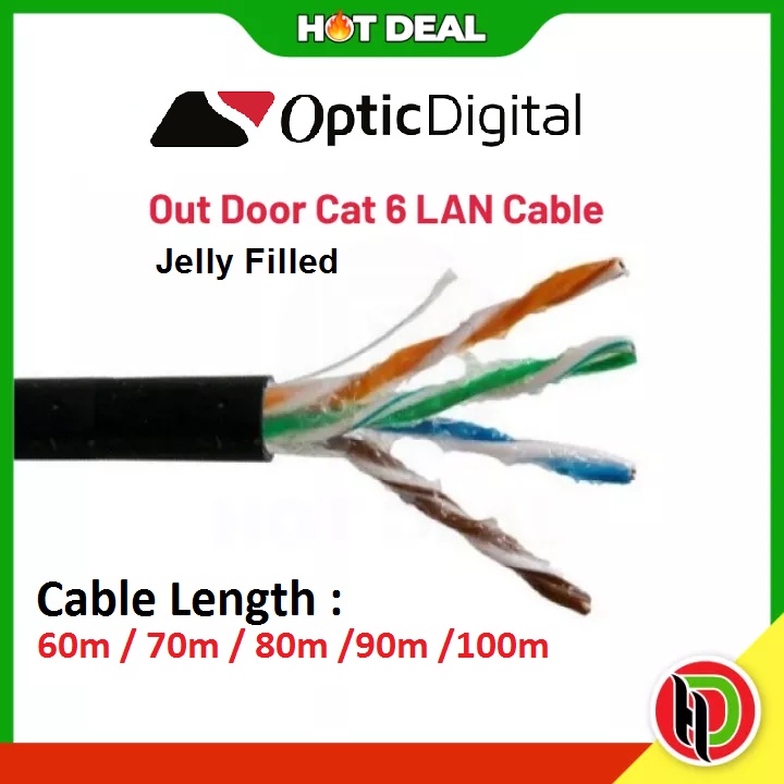 Loose OD CAT6 23AWG Jelly-filled Outdoor UTP Network Cable - 60m / 70m ...