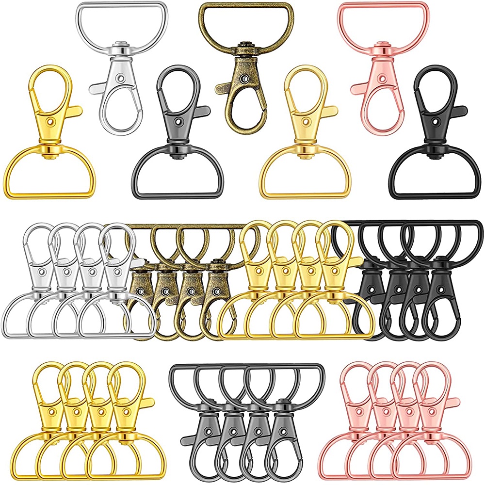10Pcs Swivel Clasps with D Rings Lanyard Snap Hooks Keychain Clip Hook ...
