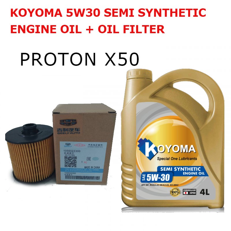 PROTON X50 OIL FILTER + KOYOMA 5W30 SEMI SYNTHETIC ENGINE OIL | Shopee ...