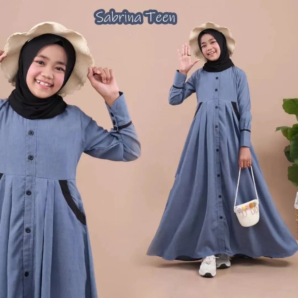 Sabrina Teen Kids Gamis Viral Anak Ori Simpel 2022 Dress Polos | Shopee ...