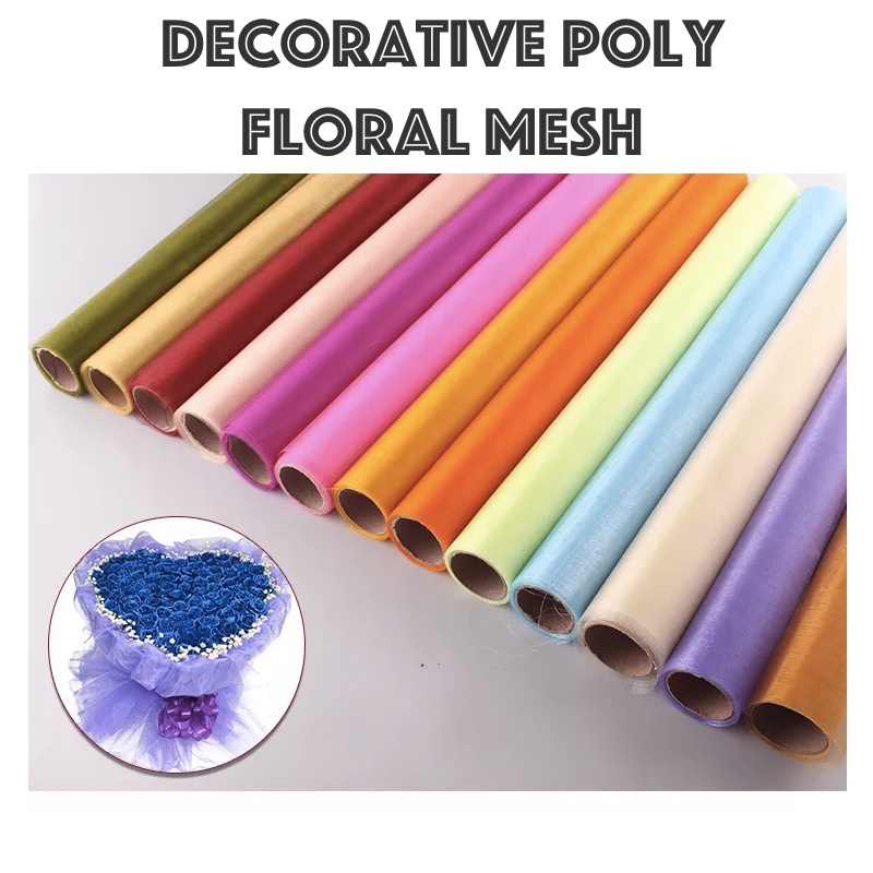 Colourful Decorative Polyester Yarn Mesh Flower Wrapping Paper ...