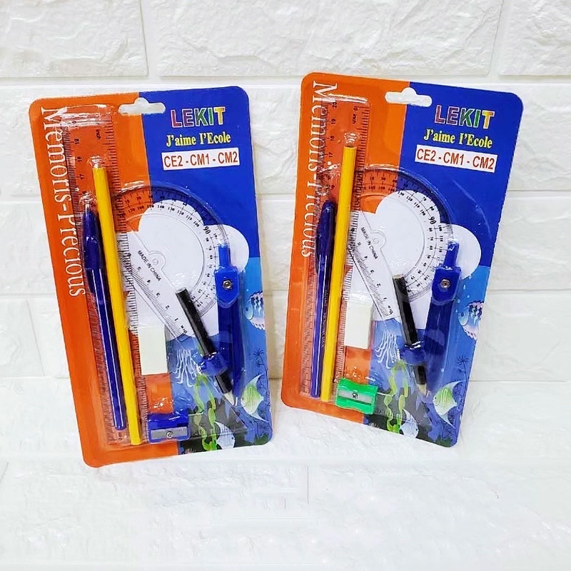 7 Pcs/set Protractor Drawing Triangle Eraser Compasses Set Math Eraser ...