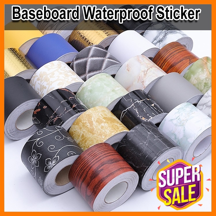 ☀️Marble & Wood baseboard wallpaper sticker line skirting PVC ...