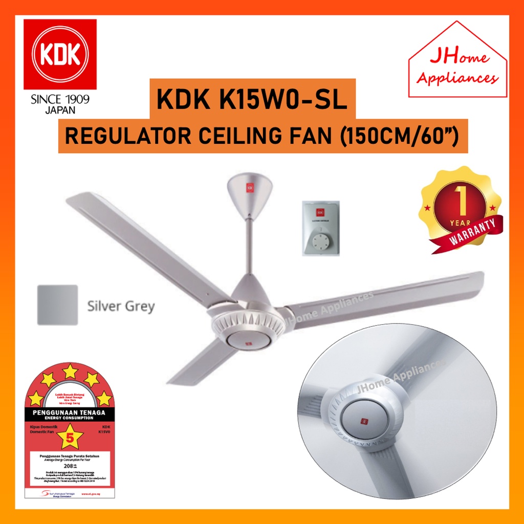 KDK K15W0-SL CEILING FAN REGULATOR [ 150CM / 60" ] KIPAS SILING ( SILVER ) | Shopee Malaysia