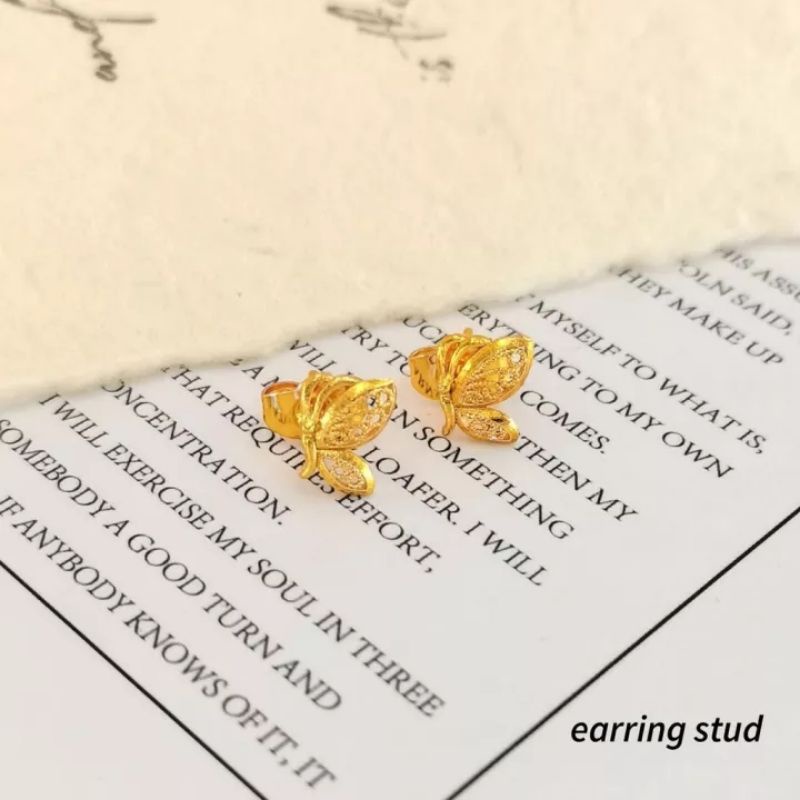 Earring Subang Paku Butterfly Emas Bangkok | Shopee Malaysia