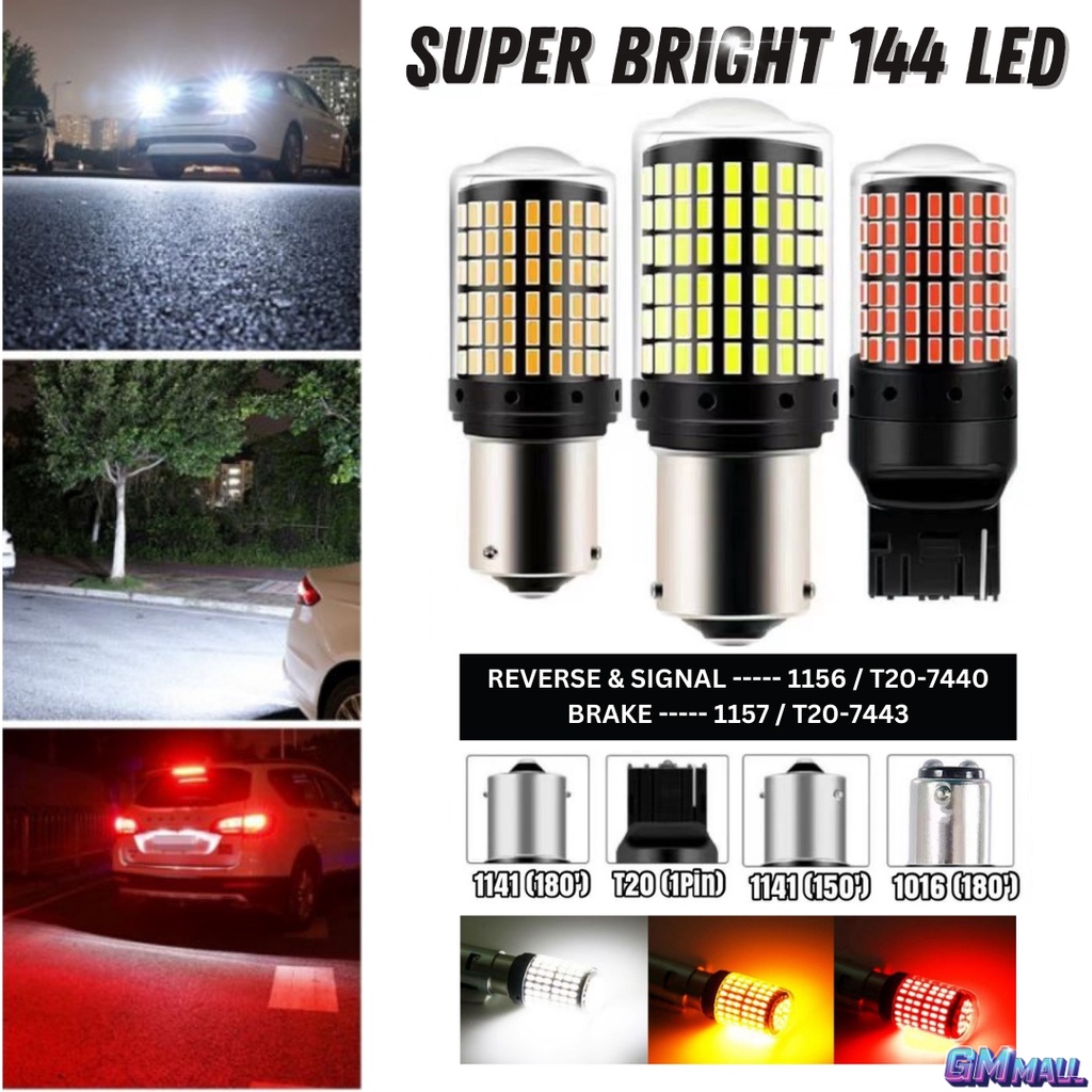 CAR BRIGHT CANBUS 144 LED T20 Reverse Signal Brake Light Bulb Mentol ...