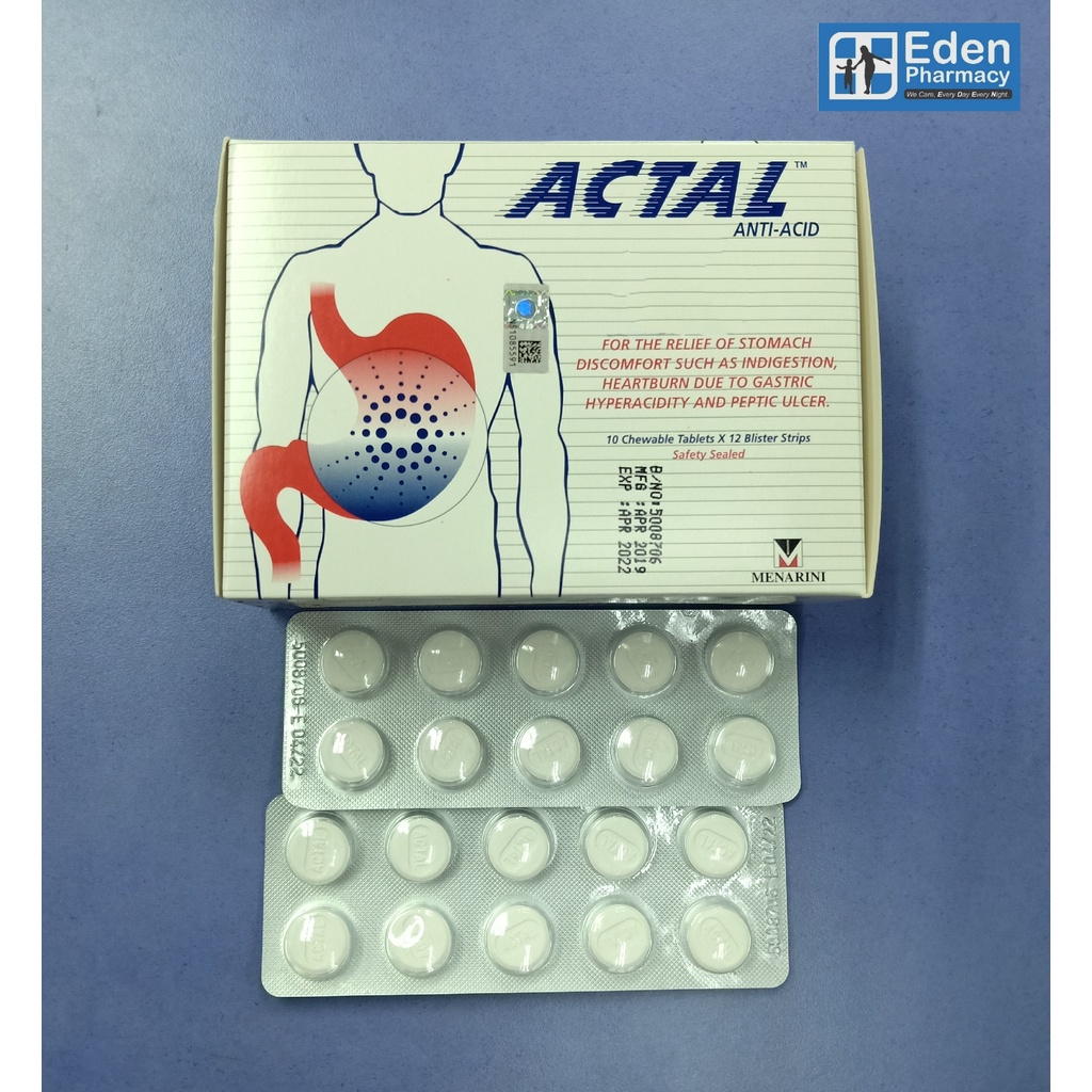 Actal Anti-acid Antacid for Gastric & Heartburn ( 2 x 10's ) | Shopee ...