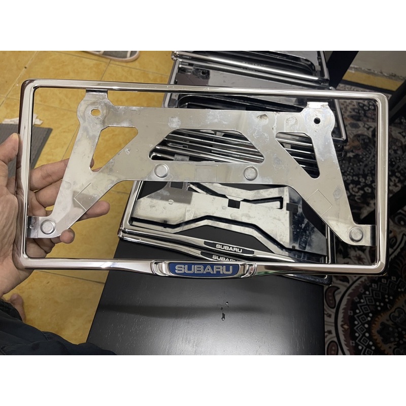 SUBARU FRAME PLATE ORIGINAL JAPAN/FRAME SUBARU/FRAME PLATE CHROME/PLAT ...
