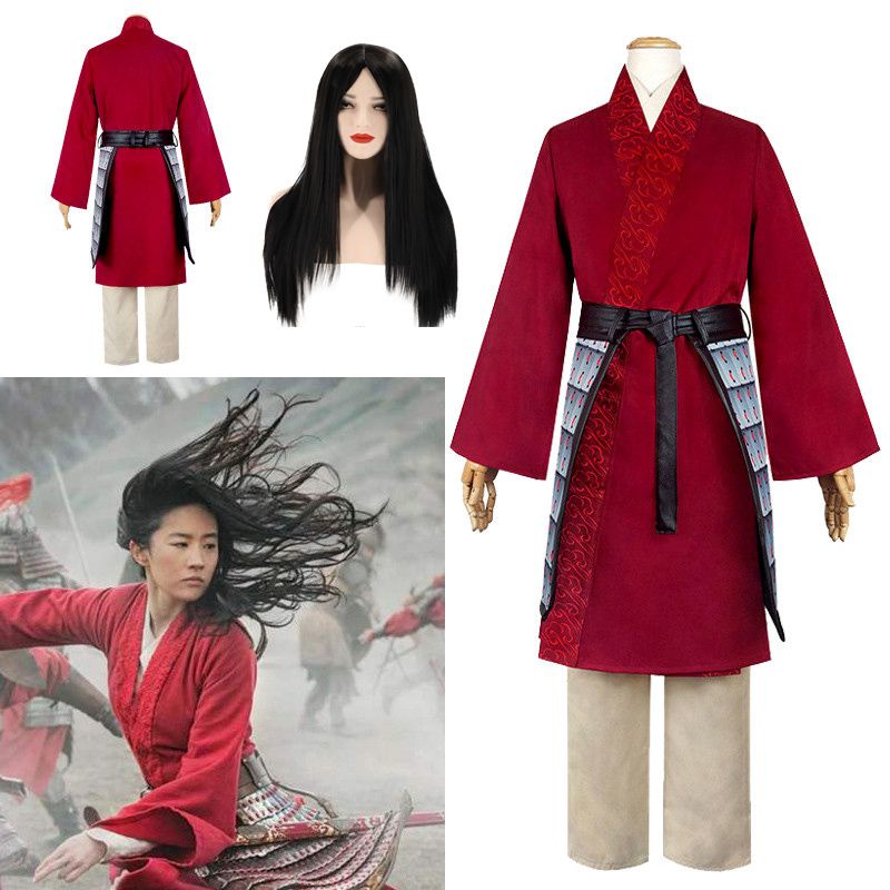 Mulan Hua Chinese Hanfu Cosplay Costume Women Girl Dress Halloween Wig ...