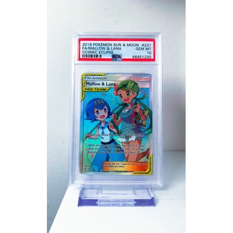 Mallow & Lana GX PSA 10 / Full Art Trainer / 231/236 / English Cosmic Eclipse (Pokemon TCG ...