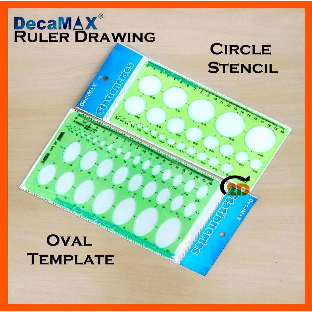 Decamax 20cm Circle Stencil Oval Template Ruler Technical Geometry ...