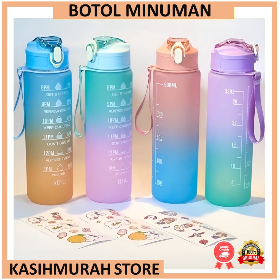 1 liter Viral Drink Bottle Rainbow Free 2D Sticker Drink Bottle ...
