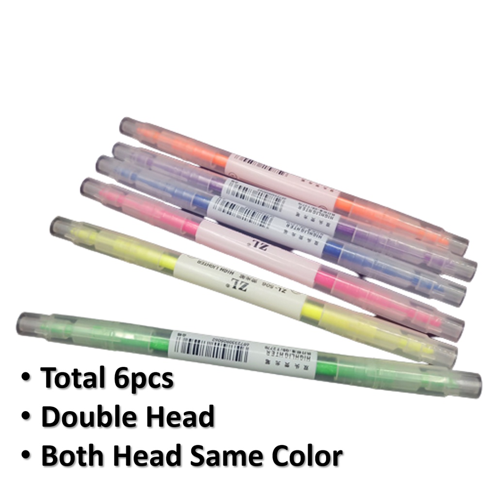 🇲🇾 Ready Stock 6 & 12 Colors Double Head Highlighter Pen 6pcs Set ...