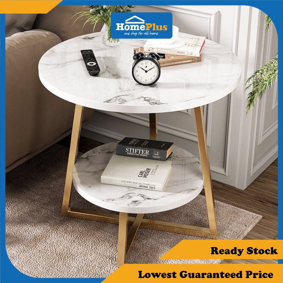 Double Layer Round Coffee Table Living Room Small Table Side Table End ...