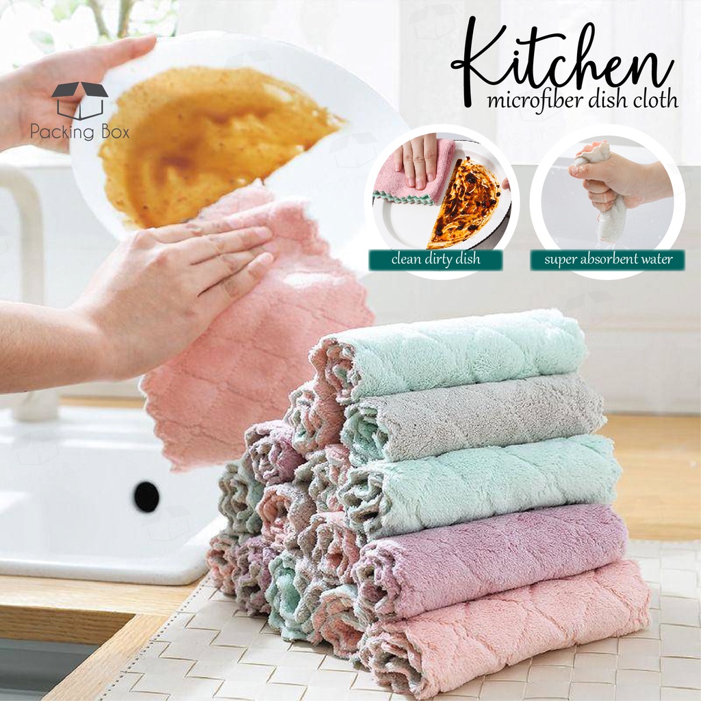 Kitchen Dish Towel Rag Non-stick Oil Double-layer Dish Washing Cloth ...