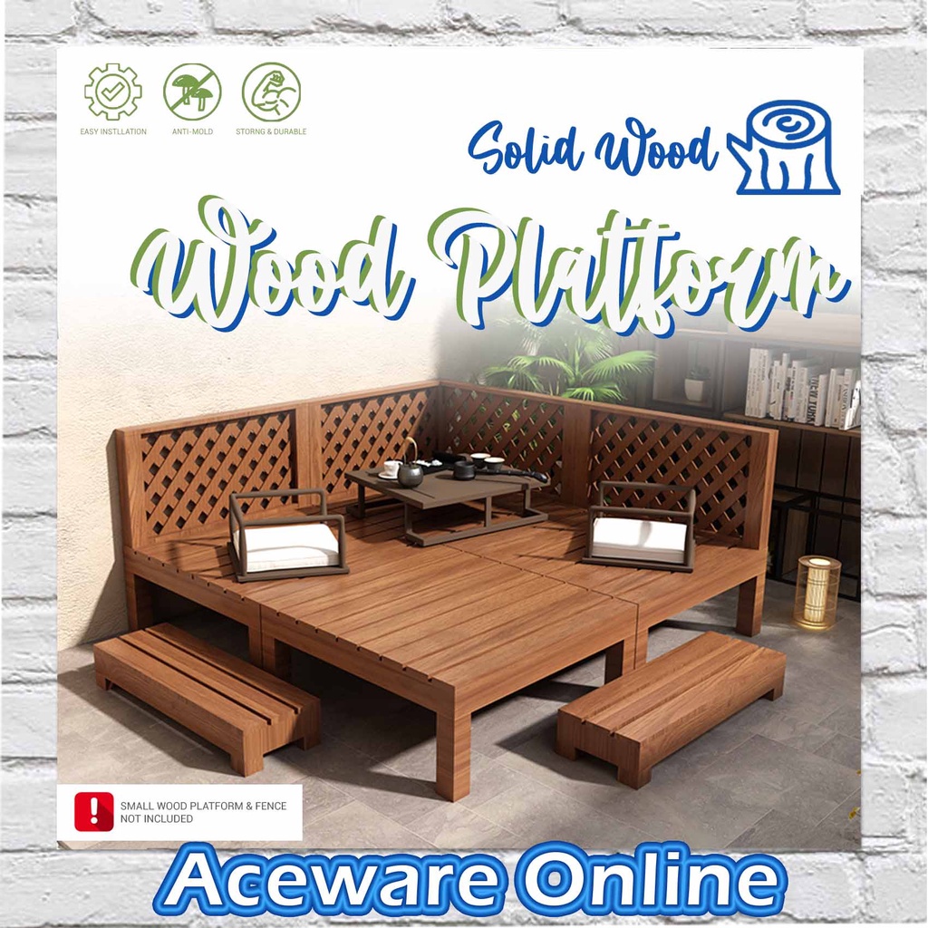 MULTIPURPOSE OUTDOOR GARDEN BALCONY CARBONIZED WOOD PLATFORM 90CM X ...