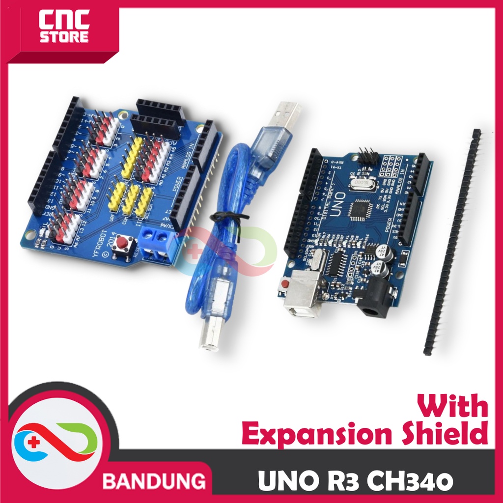 Arduino UNO R3 ATMEGA328P CH340 COMPATIBLE BOARD PLUS EXPANSION SHIELD ...
