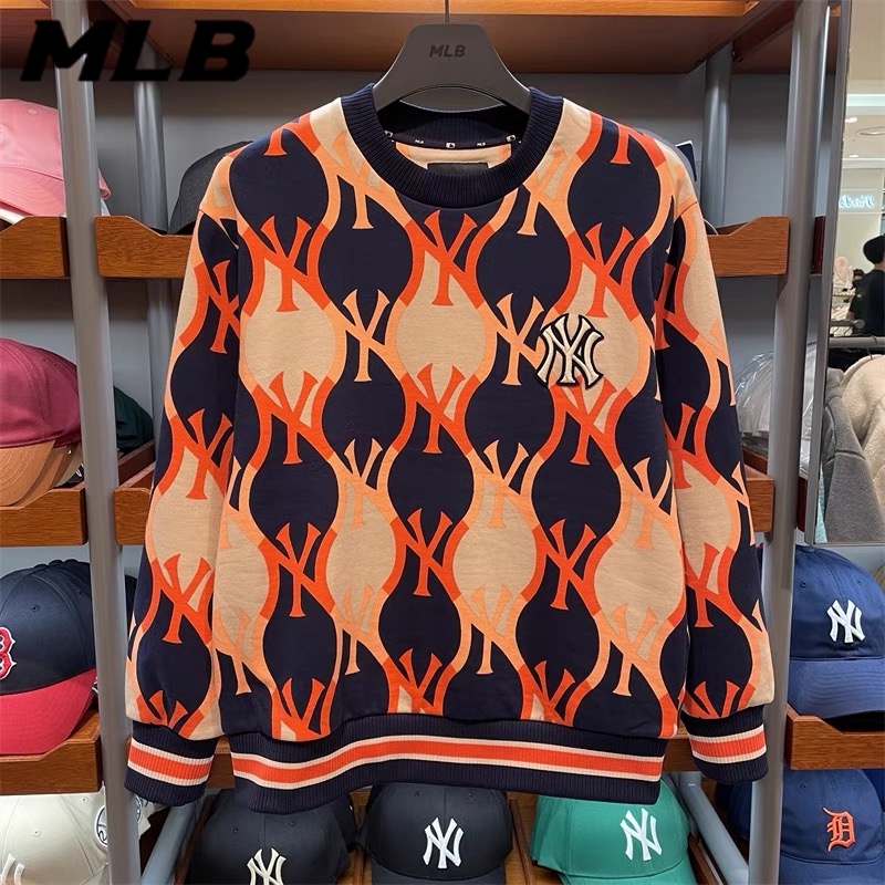 Embroidered Logo MLB NY Original Pure Cotton Full Print Couples Sweater ...