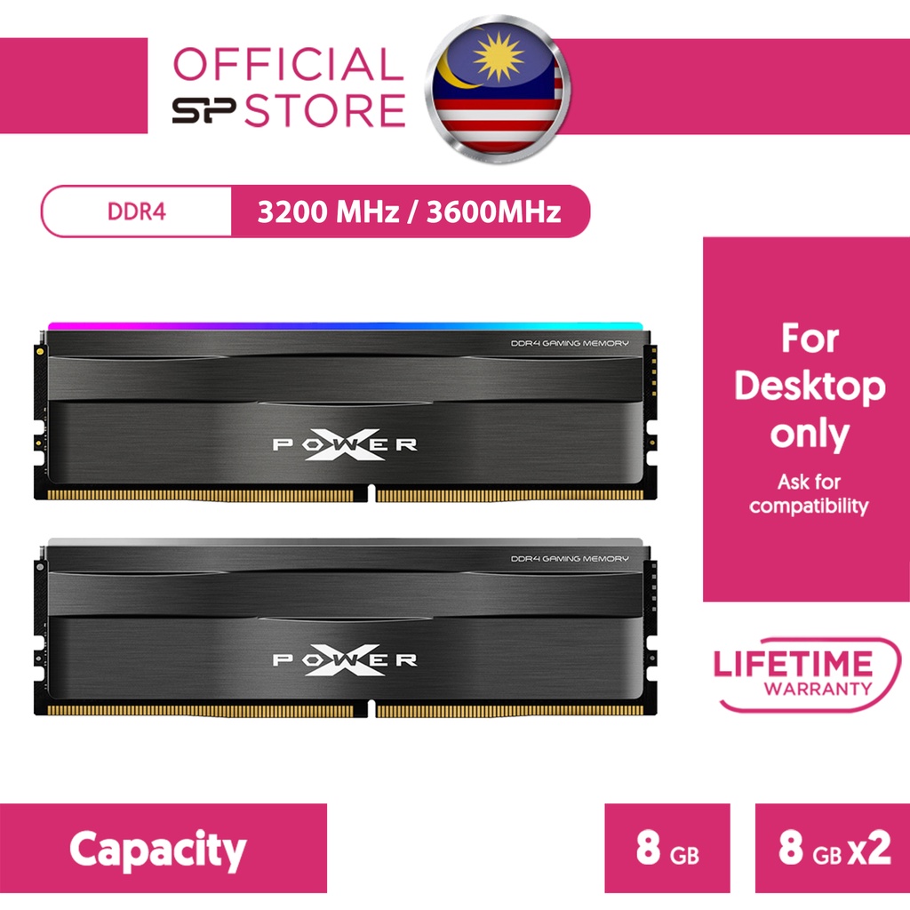 Silicon Power RGB DDR4 Desktop RAM Memory 8GB/8GBx2/16GBx2 3200/3600Mhz ...