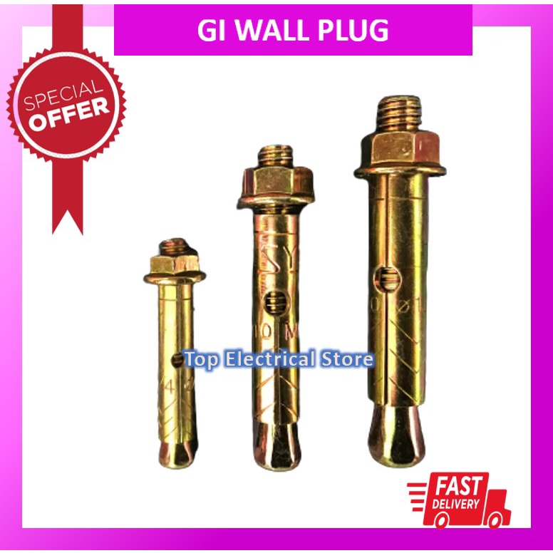 SLEEVE ANCHOR 8MM 10MM 12MM (1PC) IRON METAL WALL PLUG SCREW WALL ...