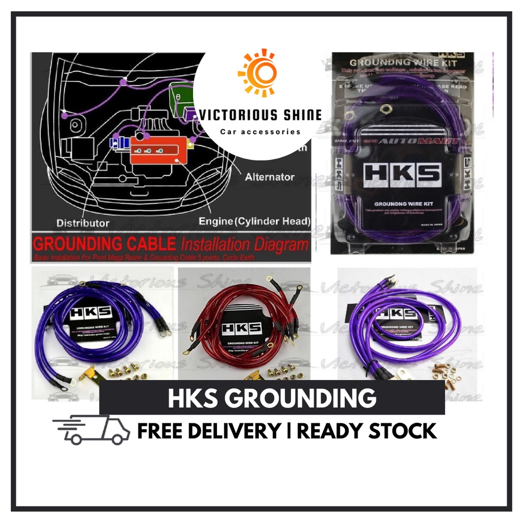 NEW💥HKS GROUNDING WIRE KIT / HKS EARTH CABLE (Complete set with Screw ...