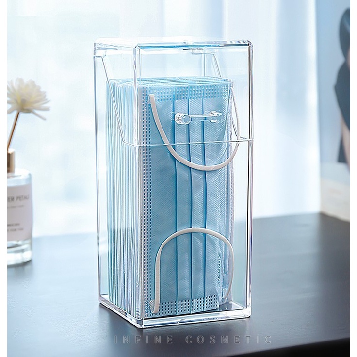 Mask Storage Box Organizer Case Transparent Dust Proof Desktop Acrylic ...