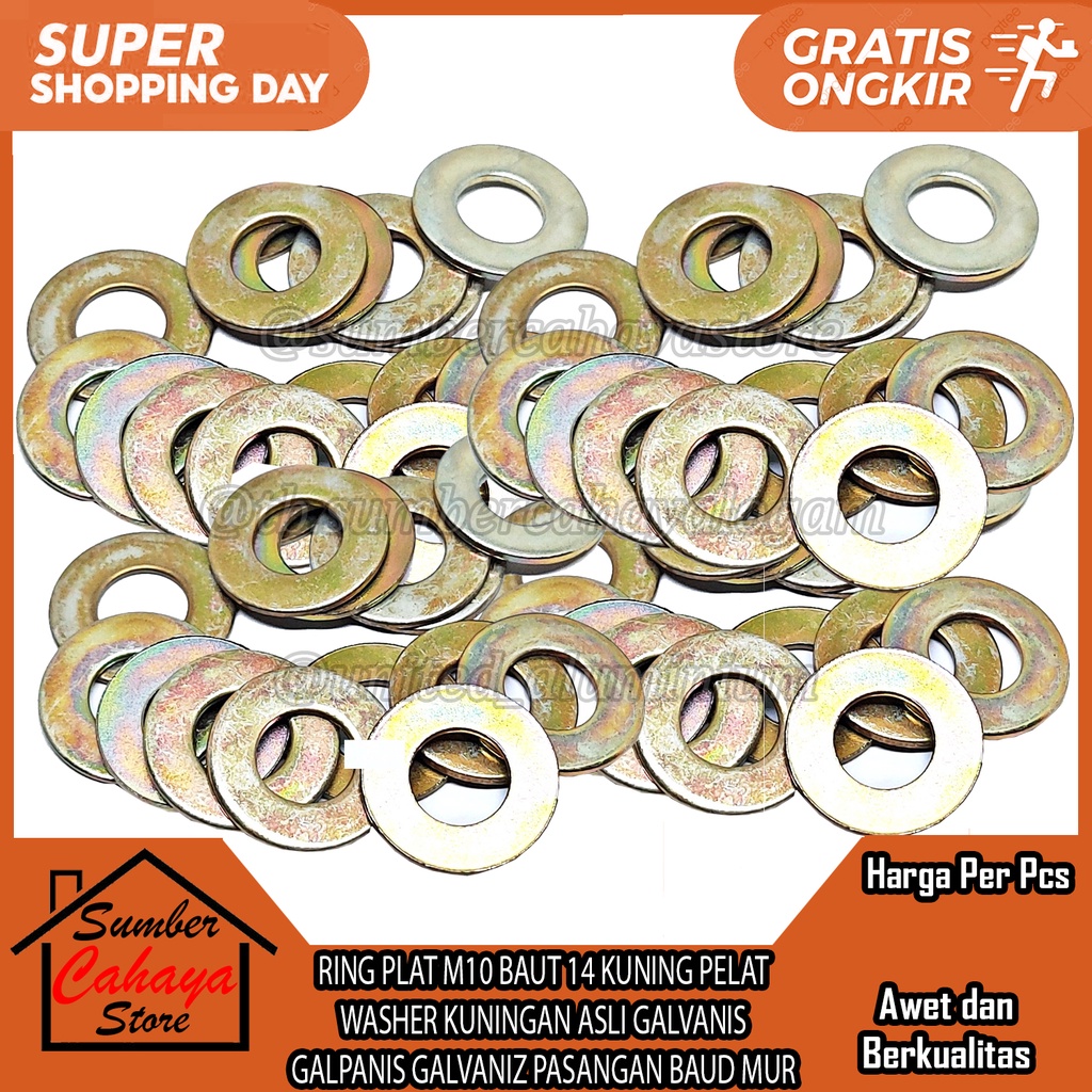 Ring Plate M10 Bolts 14 PER PCS Yellow Genuine Brass WASHER Plate ...