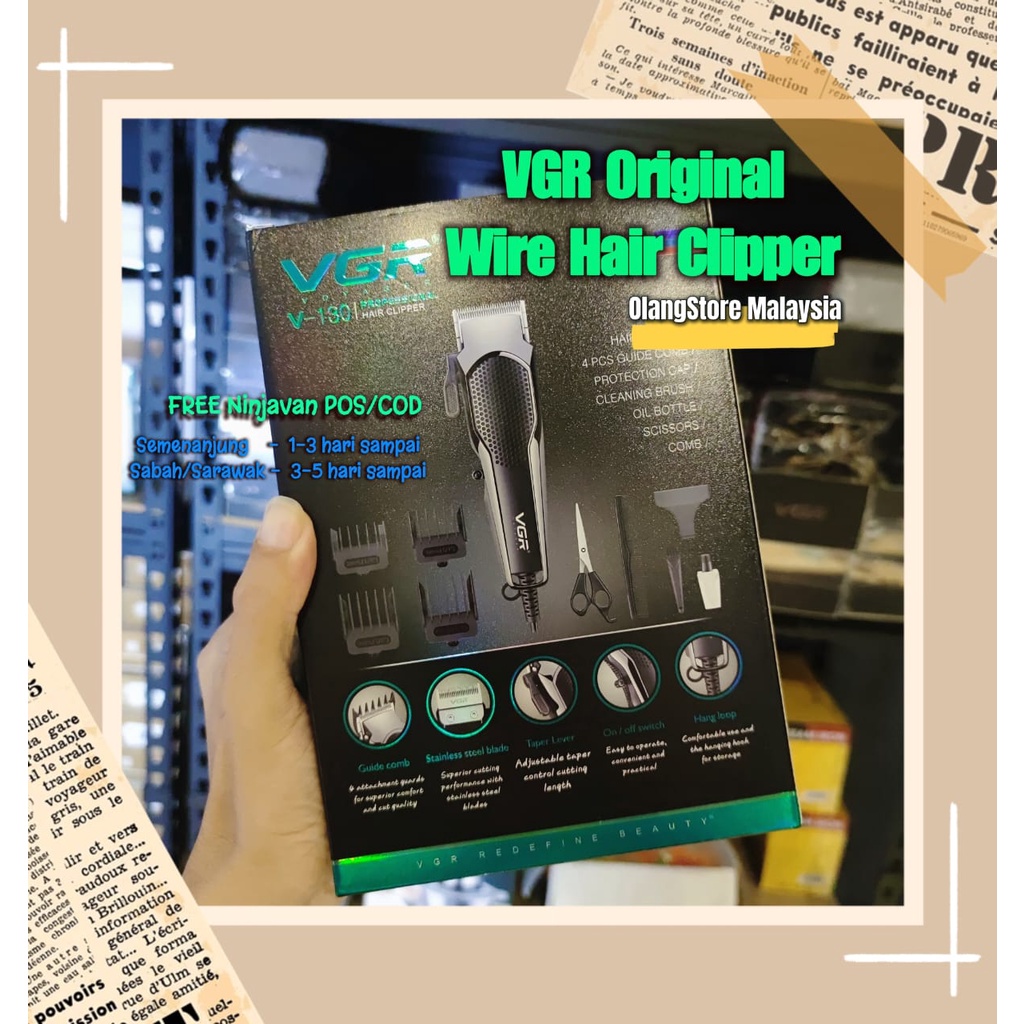 Original VGR Electric Wire Hair Clipper Cutter Mesin Gunting Potong ...