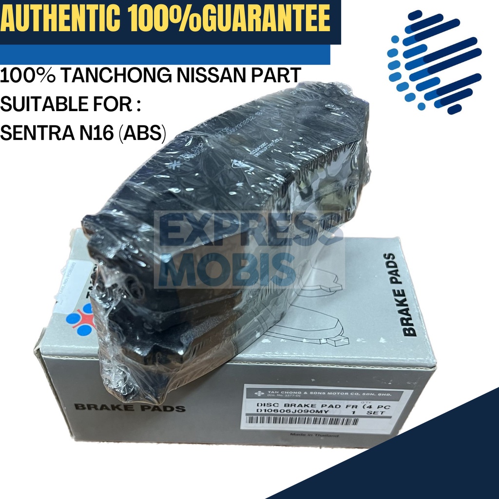 TAN CHONG NISSAN FRONT BRAKE PAD D1060-6J090MY SENTRA N16 (ABS ...
