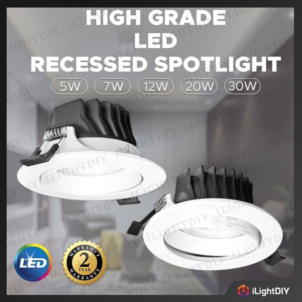 5W/7W/12W/20W/30W RECESSED LED SPOTLIGHT HIGH GRADE LED RECESSED ...