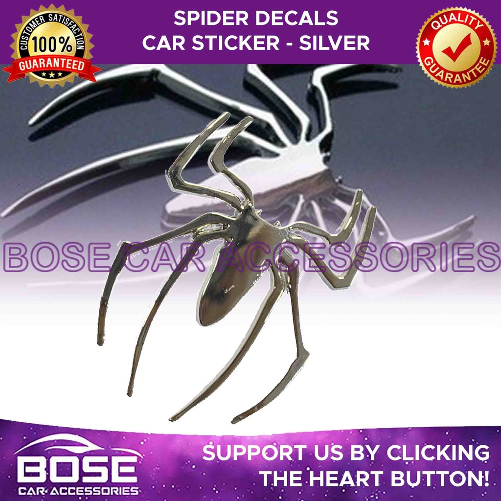 New Silver Spider Style Shape 3D Car Motor Decal Emblem Sticker 1 piece ...