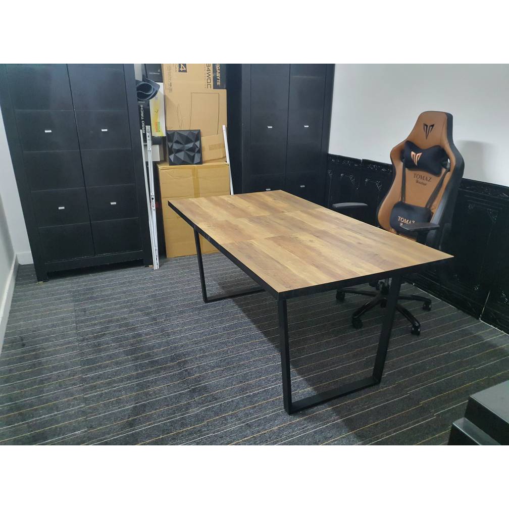 STARS Furniture Modern Extendable Wood Top Dining Table with Black ...
