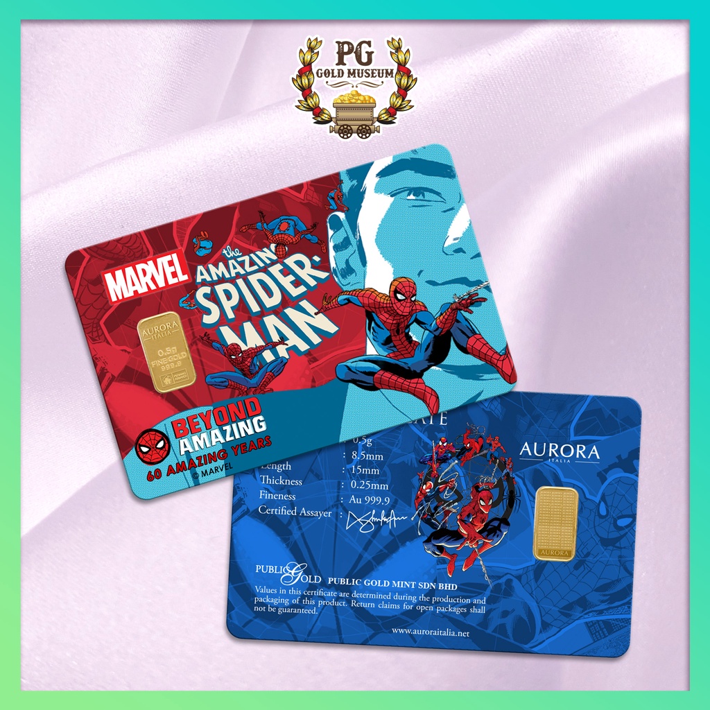 Aurora Italia's Unique Marvel 0.5g Gold Bar (Au 999.9) 24K - Spiderman ...