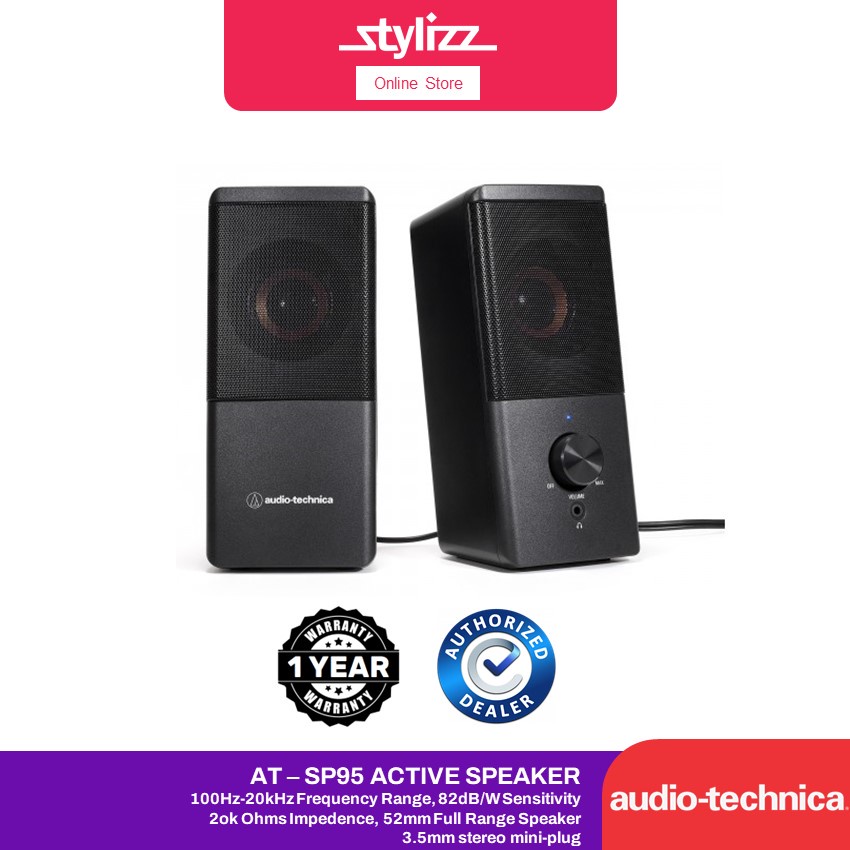 AUDIO TECHNICA AT-SP95 ACTIVE SPEAKERS - USB POWERED, HIGH-QUALITY AUDIO, SIMPLE POWER / VOLUME ...