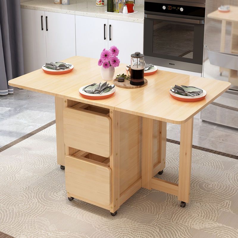 Solid Wood Folding Dining Tables Chairs Set Modern Simple Rectangular ...