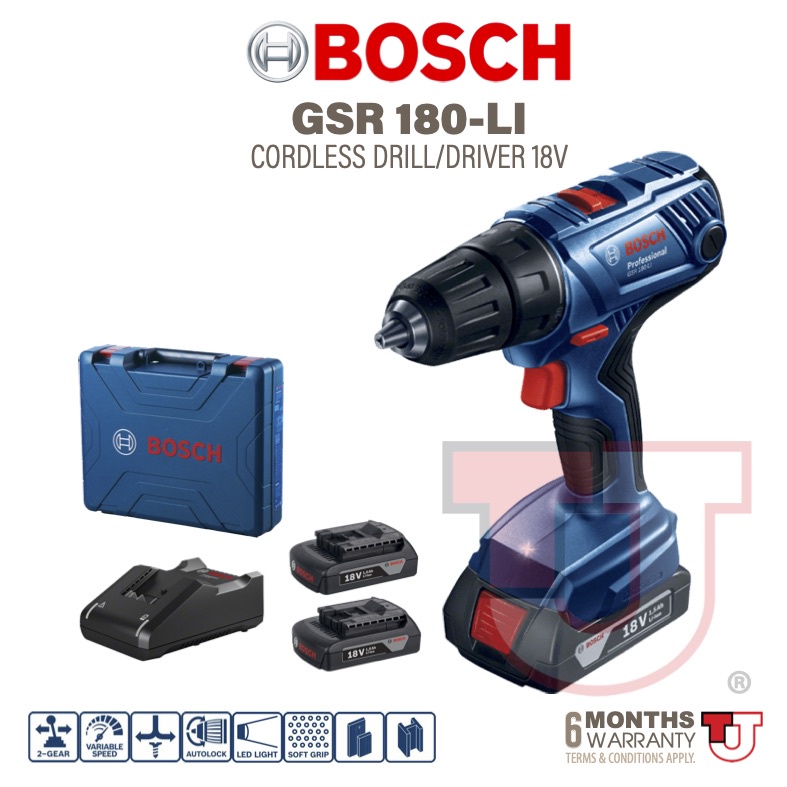 BOSCH GSR 180-LI CORDLESS DRIVER/DRILL 18V 8MM | Shopee Malaysia