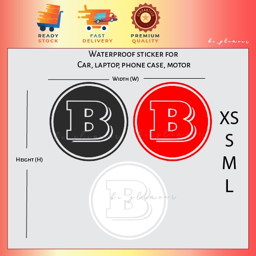 Brabus logo sticker benz stiker reflective waterproof cahaya Car Motor ...