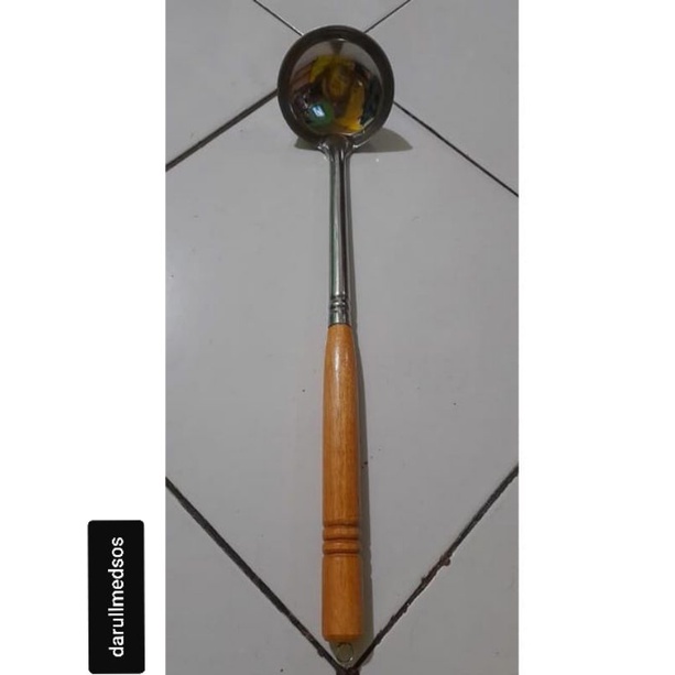 Large vegetable ladle / wooden stainless steel vegetable ladle | Shopee ...