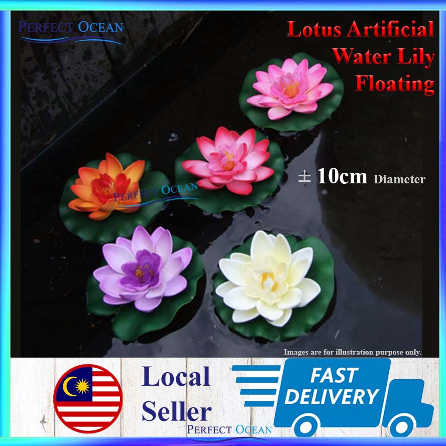 Lotus Artificial Water Lily Floating 10cm Aquarium Decoration Bunga ...