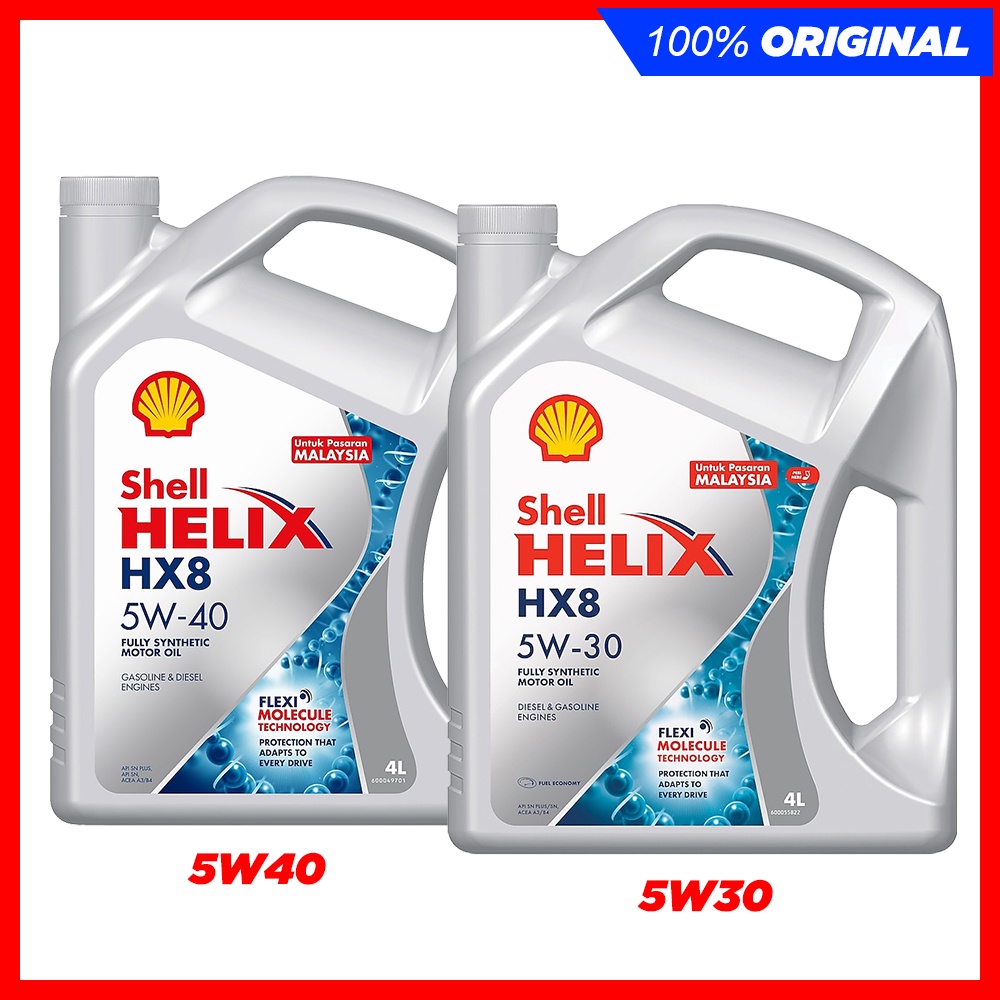 (Untuk Pasaran Malaysia) Shell Helix HX8 5W30 5W40 Fully Synthetic ...