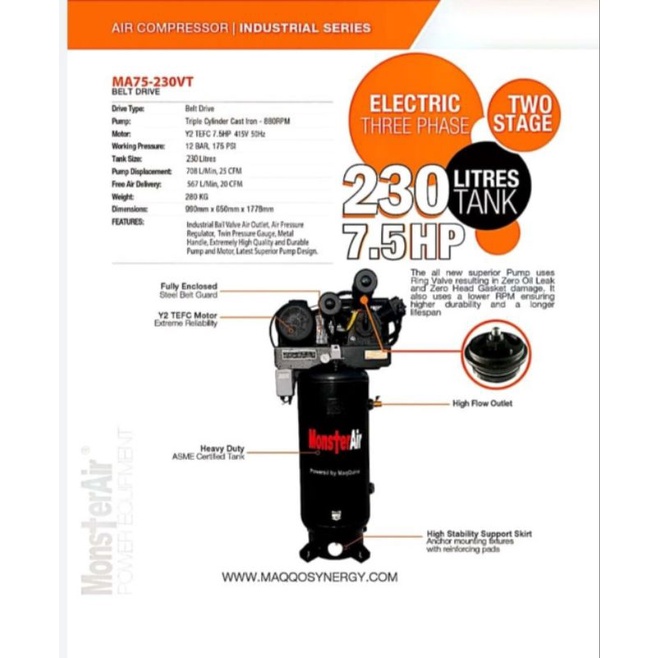 Monster Air Three Phase Air Compressor 3/5.5/7.5 HP | Shopee Malaysia