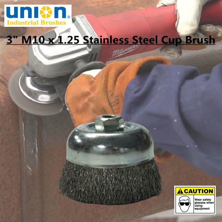UNION 3” (75mm) M10 x 1.25 Heavy Duty Industrial Stainless Steel Cup ...