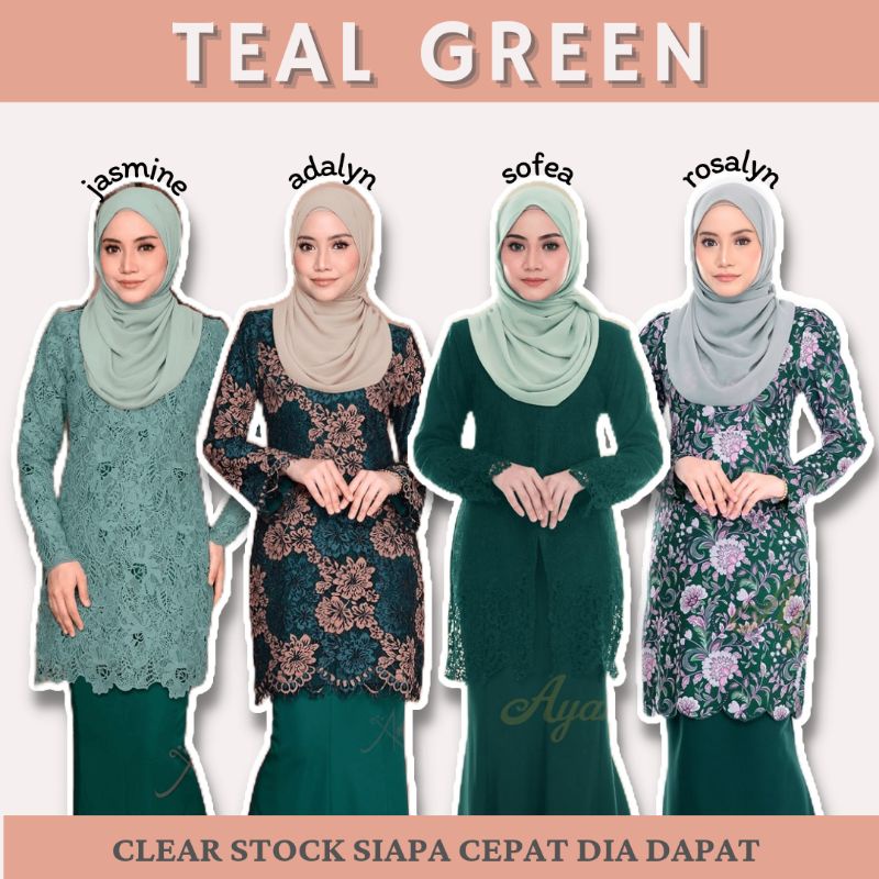 SEDONDON BAJU KURUNG TEAL GREEN KOLEKSI RAYA 2023 AYANNA KURUNG LACE PLUSSIZE BAJU MELAYU KURTA ...