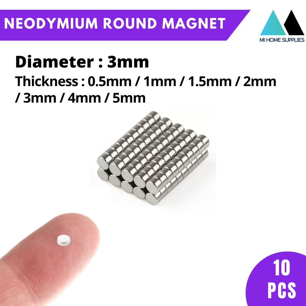 [M1 Home Supplies] 10pcs - Diameter : 3mm - Neodymium Round Magnet ...