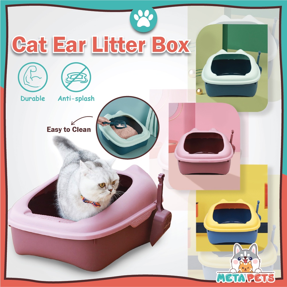 META Pets Cat Ear Design Quality Medium Cat Litter Box Free Scoop Big Space Cat Toilet Tandas ...