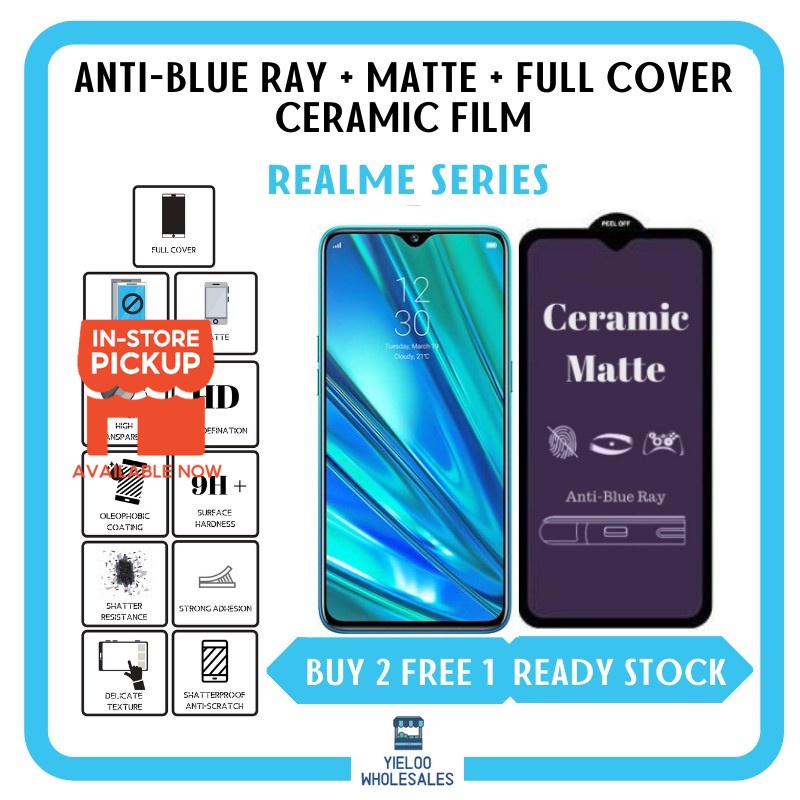 (BELI 2 PERCUMA 1) REALME Ceramic Film Screen Protector Antiblue Ray Matte C67/12+/C63/C65/C61 ...