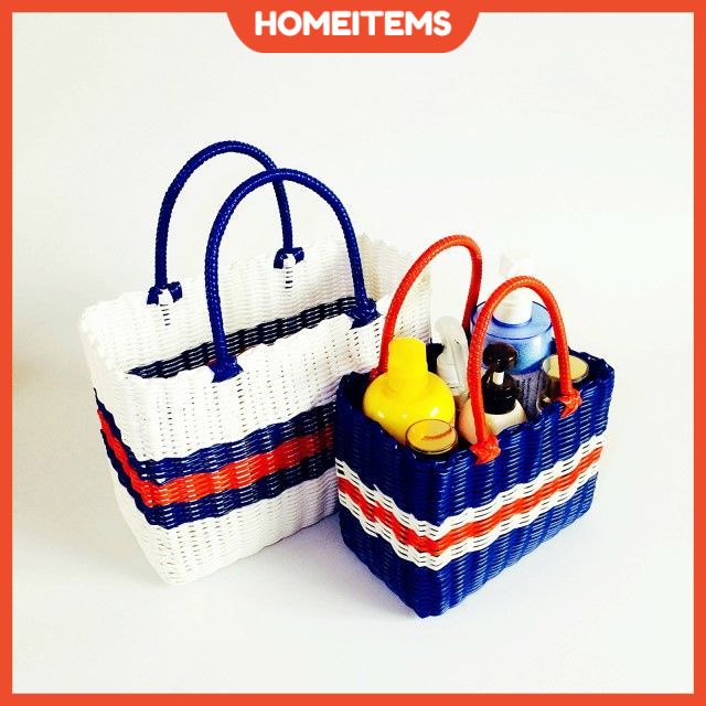 🔥Bakul Berkelah Bakul Plastik Penyimpanan 购物篮 塑料藤篮 Portable grocery ...