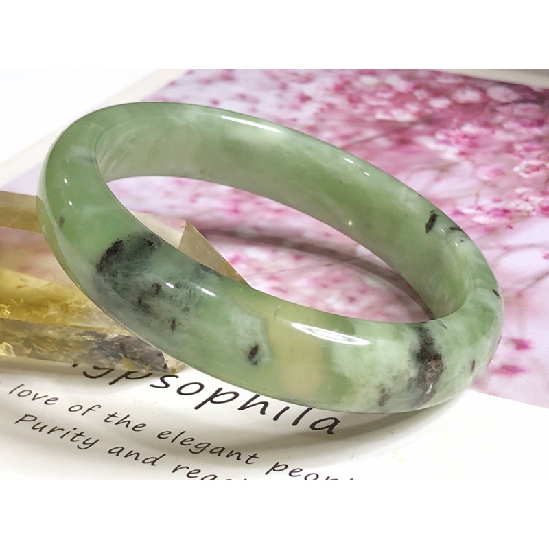 Gelang Tangan Jade / Natural Jade Bangle 纯天然蛇纹石玉手镯 (Come with ...