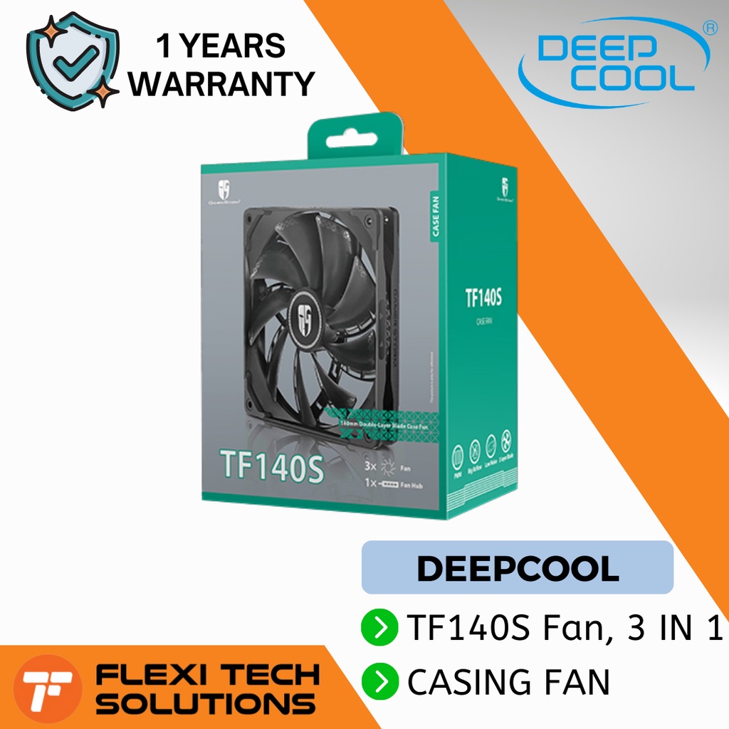 Flexi Tech DEEPCOOL TF140S Fan, 3 IN 1 Case Fan 140mm 1600 RPM With Fan ...
